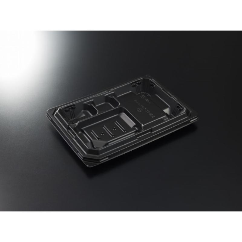 囲い枠で盛り付けしやすくボリューム感がでて、ごろっとしたおかずがずれにく底面のリブで立体的な盛付けが可能です。蓋はお持ち帰り時も安心の側面外篏合です。機能と見栄えを両立させた弁当容器です。サイズ：230×162×26mm材質：CT重量：17...