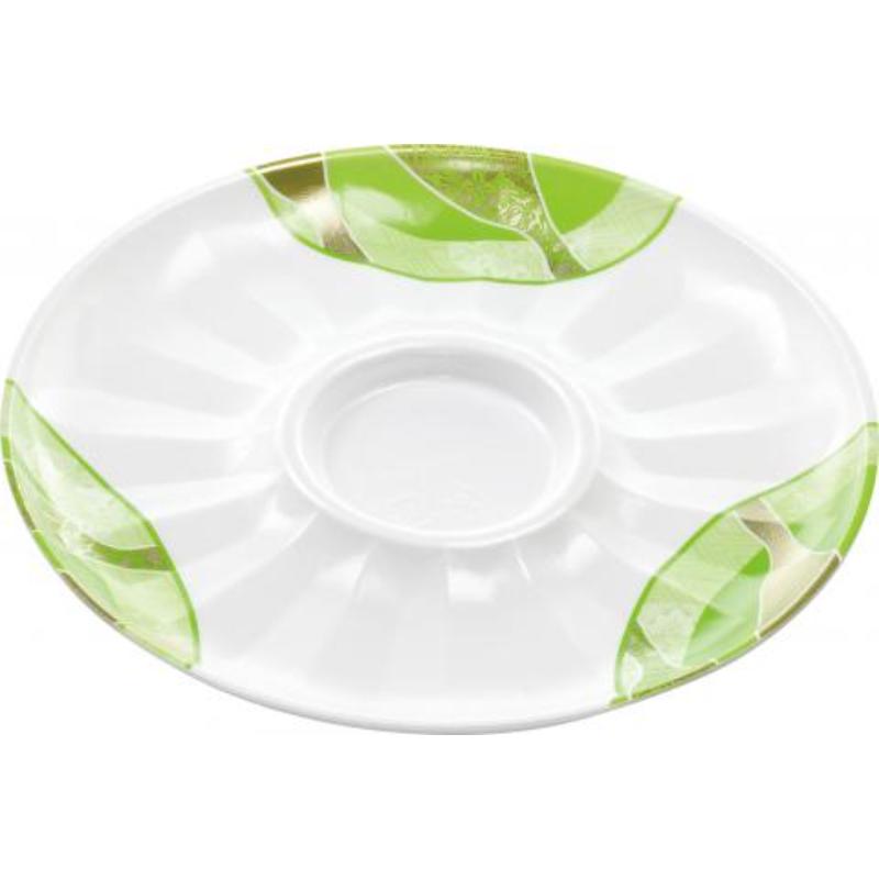 肉や魚のパックに最適の汎用トレーに「価値」と「鮮度」をW訴求できる柄となります。盛り付けのメインは白地で中身が映えます。サイズ：φ255×22mm材質：PSP重量：8.7g原産国／製造国：日本シリーズ名：しゃぶしゃぶ200商品コード0076...