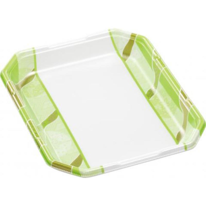 肉や魚のパックに最適の汎用トレーに「価値」と「鮮度」をW訴求できる柄となります。盛り付けのメインは白地で中身が映えます。サイズ：235×200×30mm材質：PSP重量：7.8g原産国／製造国：日本シリーズ名：しゃぶしゃぶ商品コード0076...