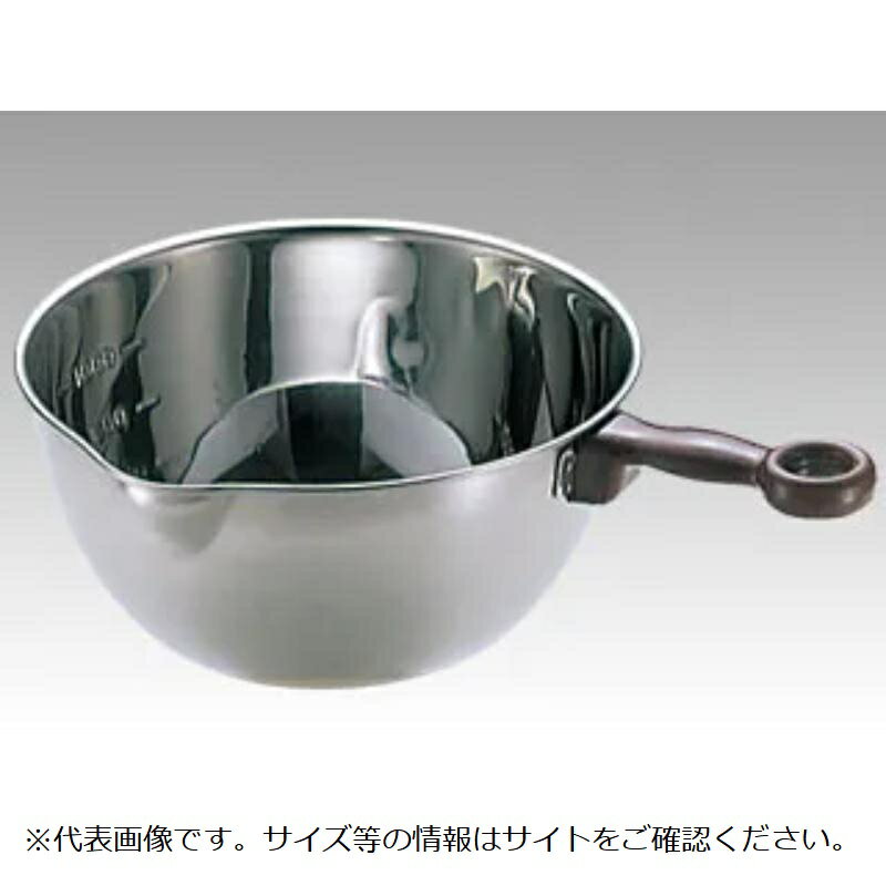 目盛表示(cc)：300・600・1000。サイズ：φ186mm、内径φ180×深さ85mm材質：18-8ステンレス商品コード00278114関連商品(バラ)18-8手付片口ボ-ル 目盛付 中 1点・注意事項：モニターの発色によって色が異な...