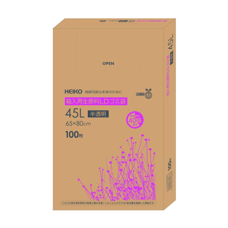 再生原料を40％配合したグリーン購入法適合商品です。廃棄されるはずのポリエチレンを原料に利用し、また、厚みを薄くすることでCO2の排出量を大幅に削減しております。再生原料を使用しているため、臭いを生じる場合がありますが品質には問題ありません...