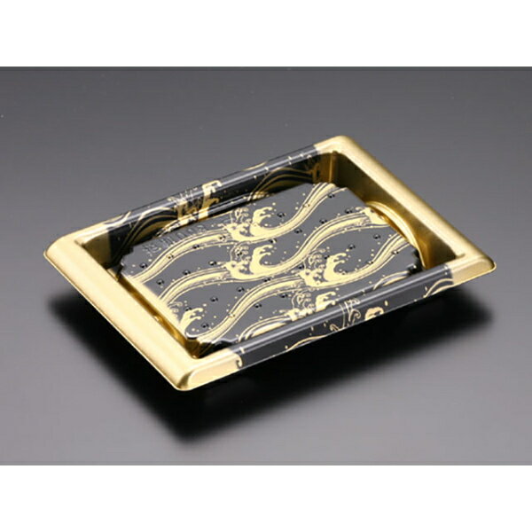 高価格帯の握りや刺身の高質感をより一層惹き立たせる洗練された重厚感ある「うつわ」。華やかに、鮮やかに、鮮魚や寿司を彩り売場で目を惹きます。本体のみ、蓋は別売りです。[盛付け目安]お寿司約6貫。サイズ：184×135×25mm原産国／製造国：...