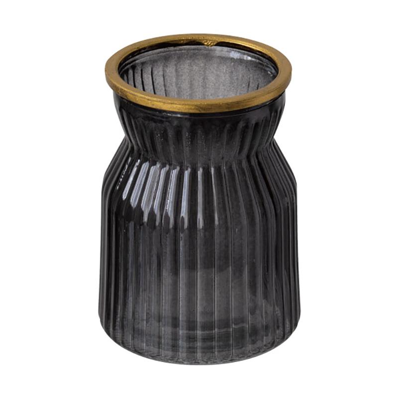 花瓶と切花を合わせてセット販売に！ゴールドの縁取りがオシャレなフラワーベースです。色付きで中身が見えづらいのでお水の汚れも目立ちません。色合わせ次第でお正月のお花飾りにもおすすめです。ワレモノの為、お取り扱いにご注意ください。サイズ：直径8...