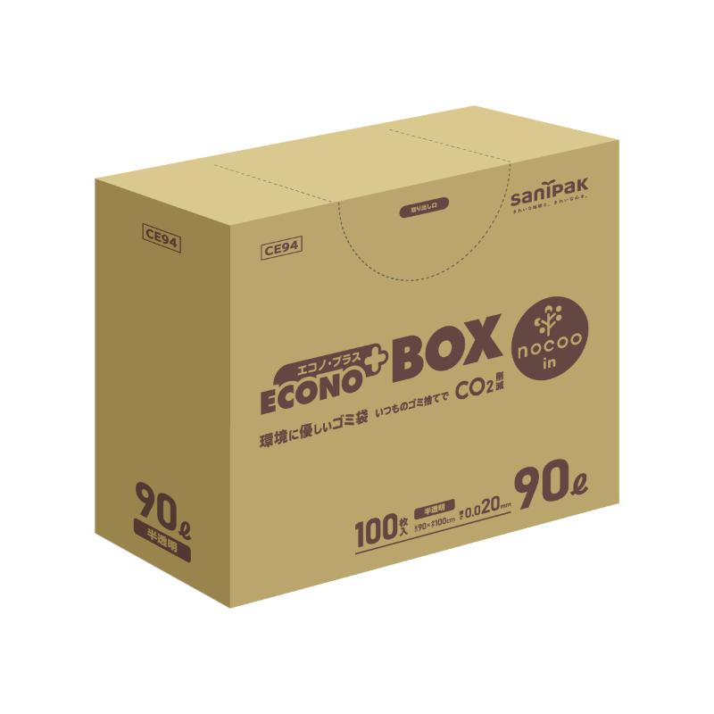 CO2排出削減を考えた環境配慮型のゴミ袋です。半透明。90L。100枚。BOXタイプ。サイズ：1000×900mm、[厚さ]0.02mm材質：HDPE、炭酸カルシウム原産国／製造国：インドネシア商品コード00828923メーカー名日本サニパ...