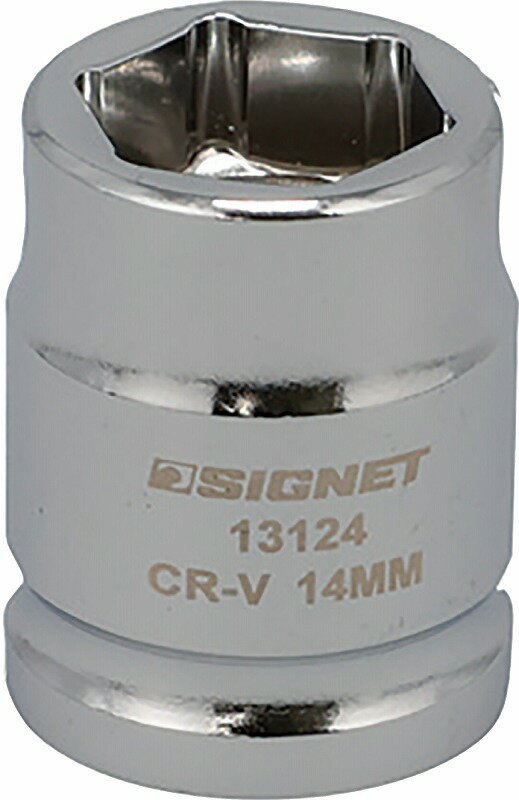 ●差込角(DR)：1/2 ●ソケット全長(L；mm)：28 ●サイズ(S；mm)：14 ●先端部外径(D1；mm)：20.5 ●差込部外径(D2；mm)：22 ●差込部深さ(T；mm)：6.12 ●材質：クロムバナジウム鋼 ●ミラー仕上げの...