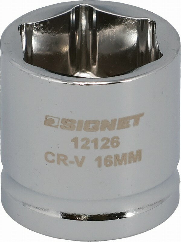 ●差込角(DR)：3/8 ●ソケット全長(L；mm)：22 ●サイズ(S；mm)：16 ●先端部外径(D1；mm)：22 ●差込部外径(D2；mm)：22 ●差込部深さ(T；mm)：8.5 ●材質：クロムバナジウム鋼 ●ミラー仕上げのメッキ...