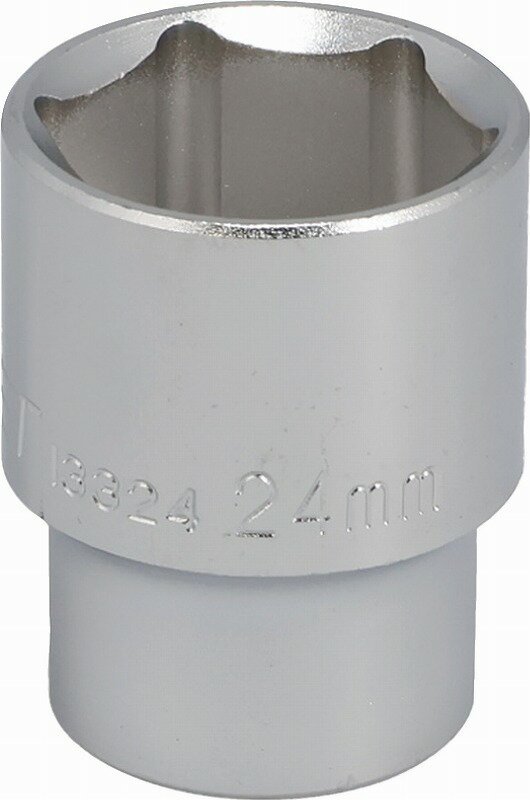 ●差込角(SQ)：1/2 ●サイズ(mm)：24 ●全長(L；mm)：40 ●先端部ソケット外径(D1；mm)：32 ●差込部ソケット外径(D2；mm)：26 ●ソケット深さ(T；mm)：22 ●ミラー仕上げのメッキが美しいスタンダードソケ...