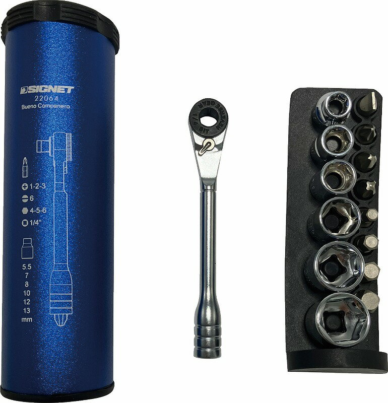 ●ミニラチェット全長(mm)：93 ●ヘッド幅(mm)：15 ●ヘッド厚み(mm)：10 ●ギア数：52 ●ビット全長(mm)：16 ●ソケット全長(mm)：16 ●ケースサイズ(mm)：215X35X35 ●質量(g)：190 ●ケースカ...