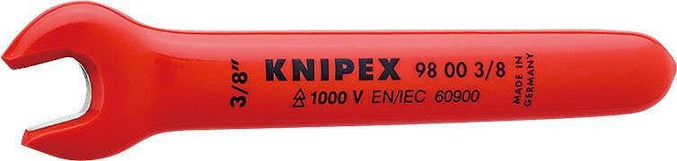 ●ハンドル仕様：1000V絶縁 ●ヘッドアングル(°)：15 ●ツール本体仕上げ：クロムメッキ ●対辺(S；inch)：3/8 ●最大長さ(I；mm)：108(4.1/4inch) ●最大ヘッド幅(b；mm)：27 ●最大ヘッド厚さ(a；m...