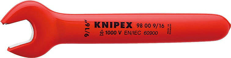 ●ハンドル仕様：1000V絶縁 ●ヘッドアングル(°)：15 ●ツール本体仕上げ：クロムメッキ ●対辺(S；inch)：9/16 ●最大長さ(I；mm)：152.4(6inch) ●最大ヘッド幅(b；mm)：35 ●最大ヘッド厚さ(a；mm...