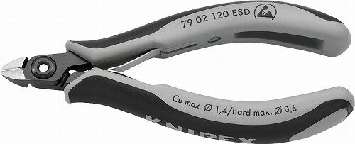 ●プライヤー仕上げ：黒表面仕上げ ●ヘッド仕上げ：磨き ●ハンドル仕様：ESD ●切断面：非常に小さな傘状 ●切断能力（軟線；φmm)：0.2-1.4 ●切断能力（中硬線；φmm)：1.0 ●切断能力（硬線；φmm)：0.6 ●ジョイント部...