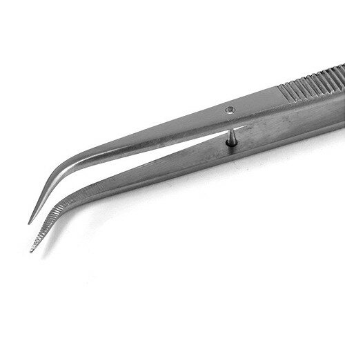 ●先端…曲・細 ●材質…ステンレス(SUS304) ●先端幅：1.2mm ●全長：140mm ●先端ギザ付 ●先端ズレ防止ガイドピン付 「この商品はネコポスでの発送です」 他のSIPEL(サイペル：スイス)のピンセットはこちら DUMONT...
