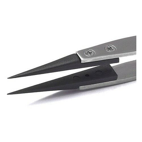 ●耐熱温度…240℃ ●材質…チップ：合成繊維(ESD)、ハンドル：ステンレス ●サイズ 先端：直・鋭 ●先端幅：0.5mm ●全長：120mm ●ESD…意味は静電気を放電する。静電気は電子回路や半導体部分を破壊する恐れがあるので、電子部...