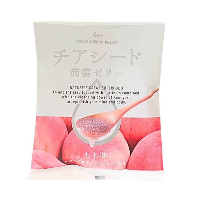 日本の健康食品「蒟蒻」と海外で注目されてきた健康食品「チアシード」をコラボ。 気軽に美味しく続けられる腸活にぴったりなスナックです。しっかりとした歯応えとぷちぷち食感がクセになります。 甘味はカラダにやさしい甜菜糖を使用。桃の甘くてフルーテ...