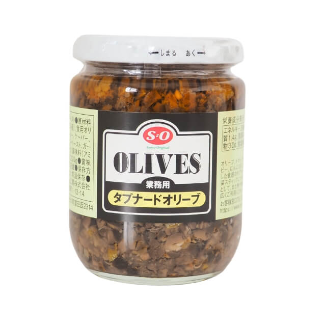 オリーブ、トマト、ケーパー、アンチョビー、にんにくをミックスしたざくざくとした食感のタプナードです。 パンや野菜スティックにつけて前菜やスナックとして、また魚や肉のソースなどに幅広くご利用ください。 ■品名:オリーブペースト ■原材料名:オ...