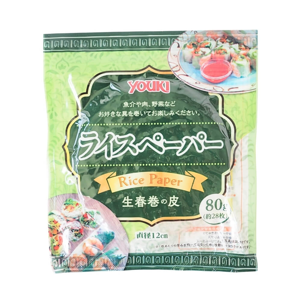 水またはぬるま湯でさっと戻せる生春巻き用の皮です。 お好みの具（サーモン＆きゅうり、焼き肉＆レタス、生ハム＆クリームチーズ、フルーツ＆ホイップクリームなどなど）を巻いてお召しあがりください。 直径12cm、約28枚入。 ※1枚あたりの厚みが...