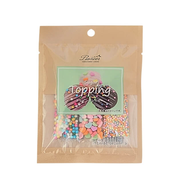 3種類の可愛い砂糖菓子がセットになっているのでカラフルなデコレーションが簡単にお楽しみいただけます。 アイスクリームやチョコバナナ、チョコレート菓子などにもおすすめです。 ■名称：製菓材料 ■原材料名：【ハートシュガー】砂糖、ショートニング...