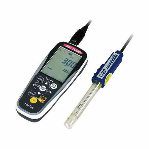 ●電極情報を自動で認識します。●仕様：本体+ORP複合電極●測定範囲：ORP／0〜±2000mV、温度／0〜100度●本体外寸法：約70*39*188mm●電源：単3アルカリ乾電池*2本(テスト用付属)または充電式ニッケル水素電池*2本(別...