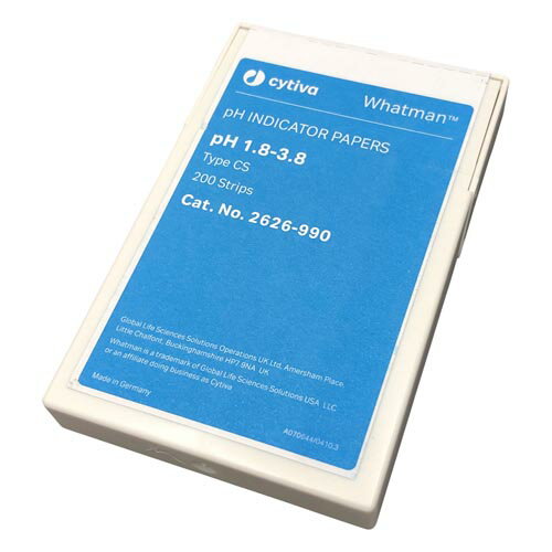 ●各ストリップ上には6色以上の異なった色素が施されており、それぞれの色に匹敵したpH値が記入されています(狭領域のものではpH0.2あるいは0.3刻みになっています)。●タイプ：CS●pH測定領域：1.8〜3.8●幅*長さ：11*100mm...