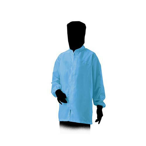 ●導電糸を編み込んでおり、制電環境に適しています。●材質：導電糸入りポリエステル100％（ストライプタイプ）●表面抵抗率：10^6〜^8Ω/□●袖ゴム入り●左腕ペン挿し付き●色：青●サイズ：3L●着丈(A)：80.5cm●胸囲(B)：121...