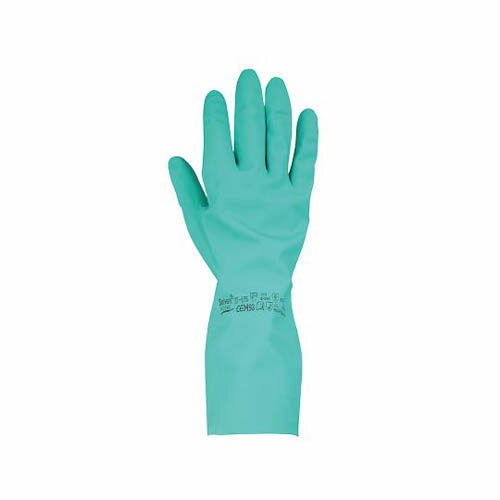 ●化学プラント・薬品の取り扱いに適しています。●強度に優れた生地で、突き刺しや摩耗から保護します。●柔軟性があり、快適に作業できます。●サイズ：XL●材質：ニトリル●全長：330mm●厚み：0.76mm●JIS T 8116：2005適合品...