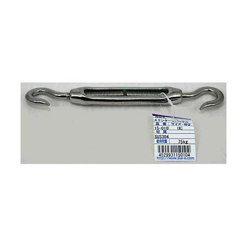 ●ロープやワイヤーやタイロッドなどの張力を調節する金具。●使用荷重(kg)：75●ねじ径：W1／4●呼び：6●L(mm)：88●B(mm)：17●S(mm)：9●材質：ステンレス●事業者向け商品です。リニューアルに伴い、パッケージ・内容等予...