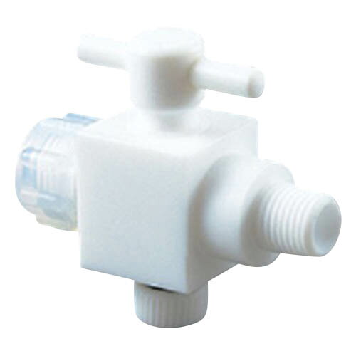●片側はオネジ接続、もう一方は袋ナットで固定します。●材質：本体／PTFE(四フッ化エチレン)、袋ナット／PFA(フッ素樹脂)●袋ナット：テーパー収縮シール方式●二方●適用チューブ外径(直径mm)：6●接続ネジ：R1／4●型番：AF-YK6...