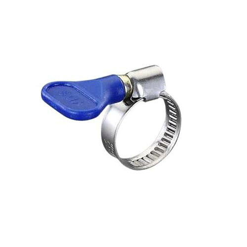 ●手締で簡単にクランプができるハンドル付。●入数は2個入りです。●適合ホース径：50〜70mm●ハンドル色：青●材質：バンド：SUS430 ハンドル：POM スクリュー＆ホールド部：スチール●バンド幅：9mm●バンド厚：0.6mm●手締で簡...