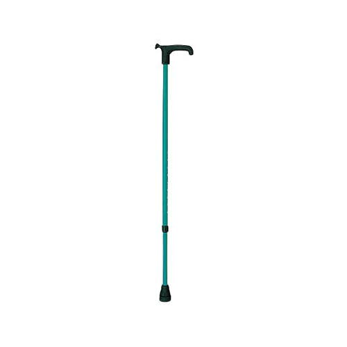●大柄な方でも安心な耐荷重120キロの丈夫なステッキです。●底径直径43mmの超大型杖先ゴムを装着しており、クッション性・着地安定性に優れています。●鍵型のグリップ形状は様々な場所に引っかけられて大変便利です。●色：ターコイズ●適応身長(目...