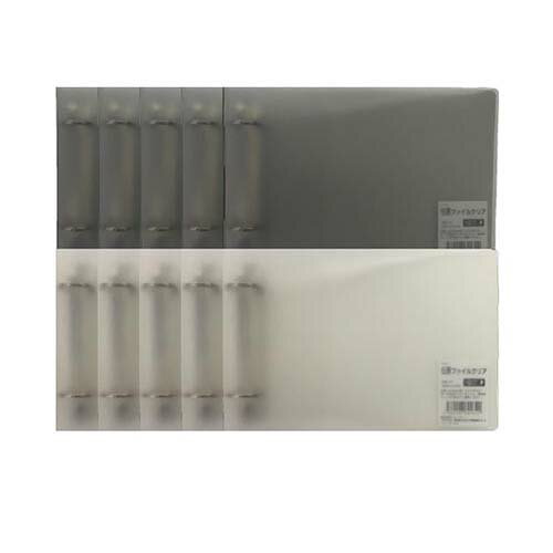 ●伝票を簡単かつ大量に収納出来ます。●サイズ：横213*縦143*奥行32mm●仕様：Dリング2穴(ヨコ型)●規格：伝票サイズ●色：CLEAR／5冊、GRAY／5冊●入数：10冊入●事業者向け商品です。リニューアルに伴い、パッケージ・内容等...