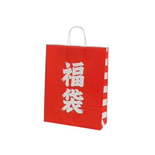 ●マチの市松模様でおなじみの、定番の福袋です。●縦長のスタンダードサイズ。●商品サイズ：幅320*マチ115*高410mm●材質：片艶クラフト紙100g●手紐：丸紐白●入数：1パック(50枚)●事業者向け商品です。リニューアルに伴い、パッケ...