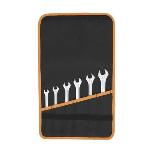 ●鍛造品で強いです。●JIS規格品に比べ長く、スパナ部・めがね部ともに同じ厚さです。●めがね柄部の曲がり角度15度です。●狭い所でのダブルナットの締め付けなど。●セット内容(mm)：8、10、12、13、14、17●セット入数(丁)：6●材...