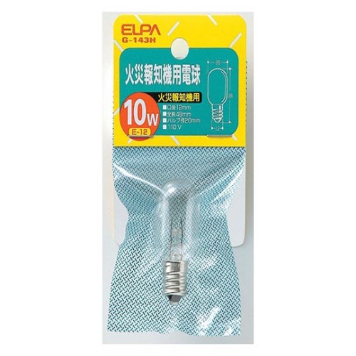 ●ビル、工場、劇場などの防火設備としての火災報知機に使用する電球です。●定格：電圧 110V ・消費電力 10W ・寿命：約7,000時間●本体サイズ：全長：48mm ・バルブ径：20mm ・口金：E12●入数：1個●カラー：クリア●事業者...