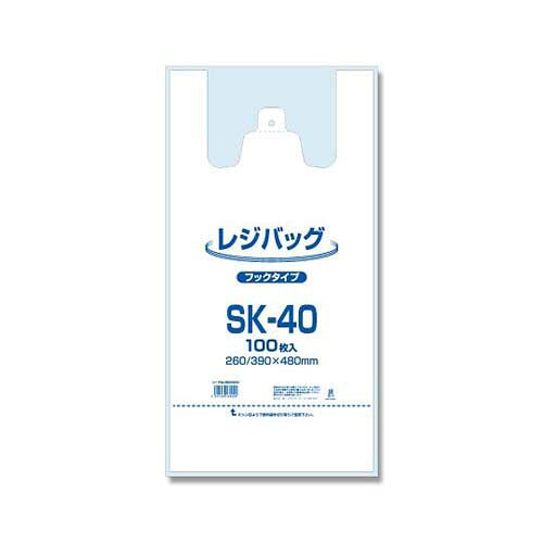 ●お求めやすい乳白色のレジ袋です。●商品サイズ：厚0.017*幅260／全体幅390*高480mm●材質：HDPE 乳白原反●マチ：65(*2)mm●ハンガータイプ●入数：1パック(100枚)●事業者向け商品です。リニューアルに伴い、パッケ...