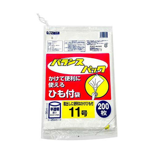 ●ポリ袋200枚入りです。●規格袋11号でサイズは約縦30×横20cm、A5が入るサイズ感です。●0.01mm厚さでしっかりした使い心地です。●かけて取り出す際に便利なひも付きです。●中身が見えにくい半透明です。●商品サイズ：約 横20×縦...