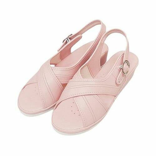 ●バックストラップは一部ゴムの為、窮屈なしめつけ感が緩和されています。●中敷内部はEVAスポンジの為、クッション性が良いです。●かかと底面にすべり止め付です。●規格：M●サイズ(cm)：22.5〜23.0●色：ピンク●材質：アッパー・中敷／...