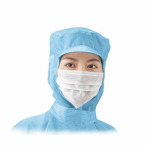 ●導電糸を編み込んでおり、制電環境に適しています。●材質：導電糸入りポリエステル100％（ストライプ）●表面抵抗率：10^6〜^8Ω/□●ツバ付き●クラス100対応●色：青●サイズ：S●※マスクは別売です。●※クリーンルームで使用する際は、...