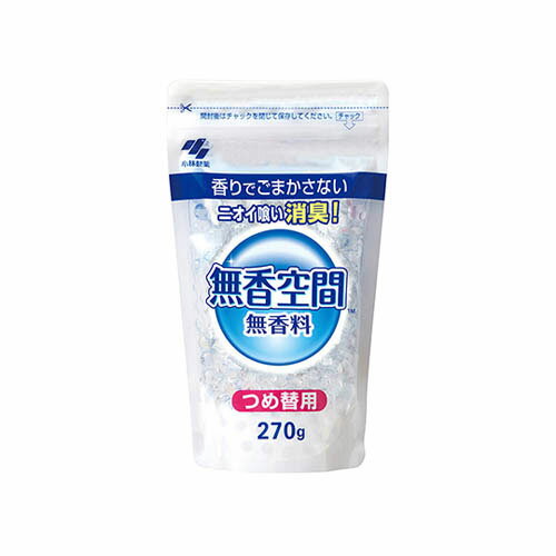 ●香りを一切使っていない、無香タイプの消臭剤です。●最大直径14mmの大きなビーズにリニューアルし、表面積が大幅UP、結果消臭効果感も大幅UP。●仕様：つめ替用●容量：270g●材質(成分)：アミノ酸系消臭剤、吸水性樹脂●事業者向け商品です...