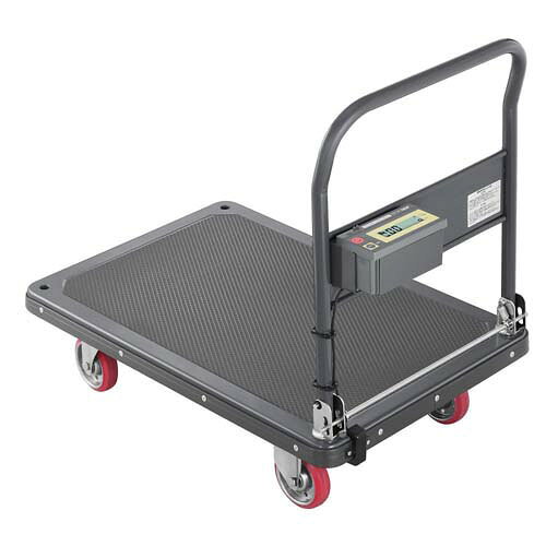 ●(用途)カートピッキングや産廃の計量管理に●(特徴)移動に便利な台車型、使用後は折りたたんで収納可能、電源は単2型乾電池6個(別売)、オートパワーオフ機能：5分以上動作しないと自動的に電源オフ(機能をオフにすることも可能)、風袋引き機能：...