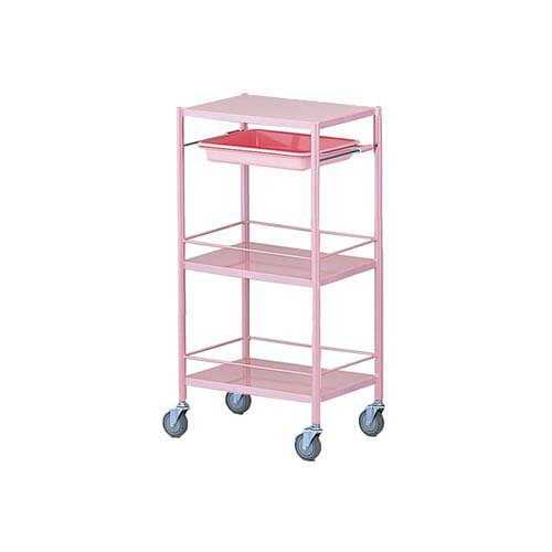 ●塗装品質の高いメタリック調粉体 2重塗装仕上げです。●引出型トレーを標準装備しています。●材質：本体／スチール(粉体塗装)、トレー／PP(ポリプロピレン)●キャスター：直径75mm(ストッパー無し)●足パイプ径：直径22mm●色：ピンク●...