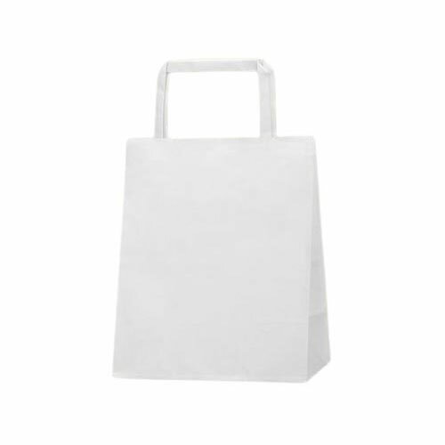 ●人気サイズの紙袋の、白無地タイプ。●スタンプを押したり、シールを貼るだけで、簡単にアレンジ。●お店のオリジナル紙袋が作れます。●テイクアウトカップホルダー(2個用)がぴったり入るので、テイクアウトシーンにもぴったりです。●入数：50枚／外...