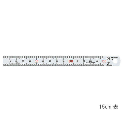 ●サイズ(mm)：175*15*0.5●目盛：上段／1mmピッチ(10cmまで0.5mmピッチ)、下段／0.5mmピッチ(15cm〜1m)●インチ換算表付き(裏面)●JIS規格品(1級)●事業者向け商品です。リニューアルに伴い、パッケージ・...