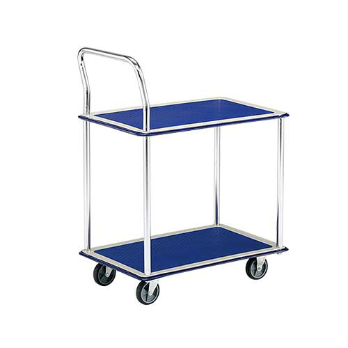 ●スタンダードなスチール製台車です。●コストパフォーマンスに優れています。●耐荷重（kg）：150●サイズ（mm）：725×470×785●重量（kg）：9.5●材質：本体／スチール（焼付塗装メッキ）、荷台マット／PVC（塩化ビニル樹脂）、...