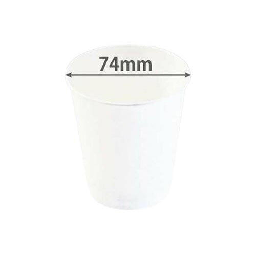 ●ホット・コールド両方に使用できます。●紙製ですので焼却が簡単です。●一般的な飲用に適したサイズです。●入数：100枚／袋入*24／ケース●サイズ：直径74* 77mm ●容量：211ml●材質：紙●色：白●事業者向け商品です。リニューアル...