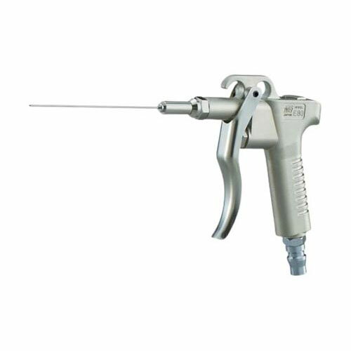 ●引金の長さを長くすることによって女性も力を加えずに引金が引きやすくなりました。●一般生産工場、食品工場でのダスト作業に。●ノズル長(mm)：95●ノズル口径(mm)：1●ノズル取付口：G1／8●エア取付口：G1／4●全長(mm)：215●...