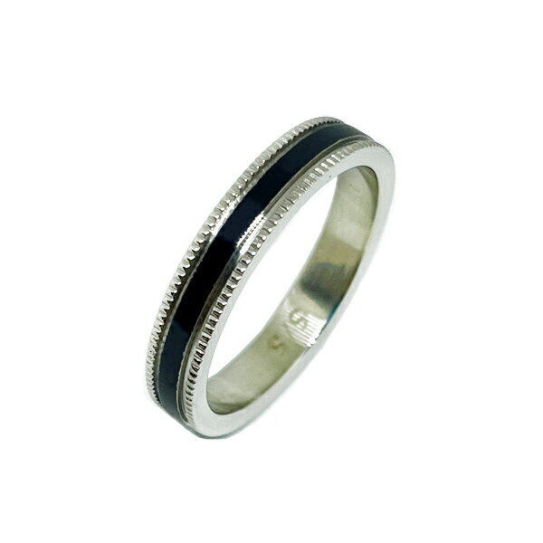 ギフト対応 ◆◆◆　INFOMATION　◆◆◆ ■商品詳細 ◆使用地金 ：ステンレススチール ◆サイズ ：幅：約4.0mm・厚さ：約2.0mm ◆カラー ：シルバー×ブラック ◆特徴 ：シンプルなサージカルステンレスのミル打ちリング。繊細...