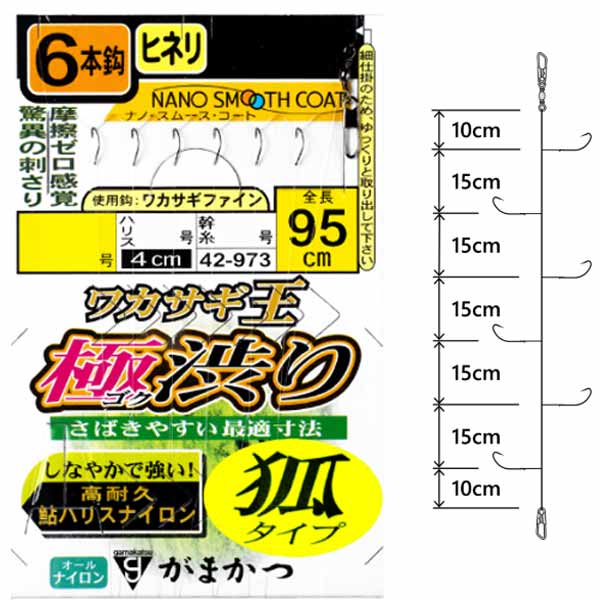 低活性時でも次々とワカサギを釣り上げるフックインストラクターの尾崎渚。その秘密をこの仕掛に投入しました。 違いはハリス部にしなやかで強度のある鮎用ナイロンハリスを採用。 これにより幹糸、ハリスの結束部の強度を向上。 同号数の他の仕掛に比べ糸...