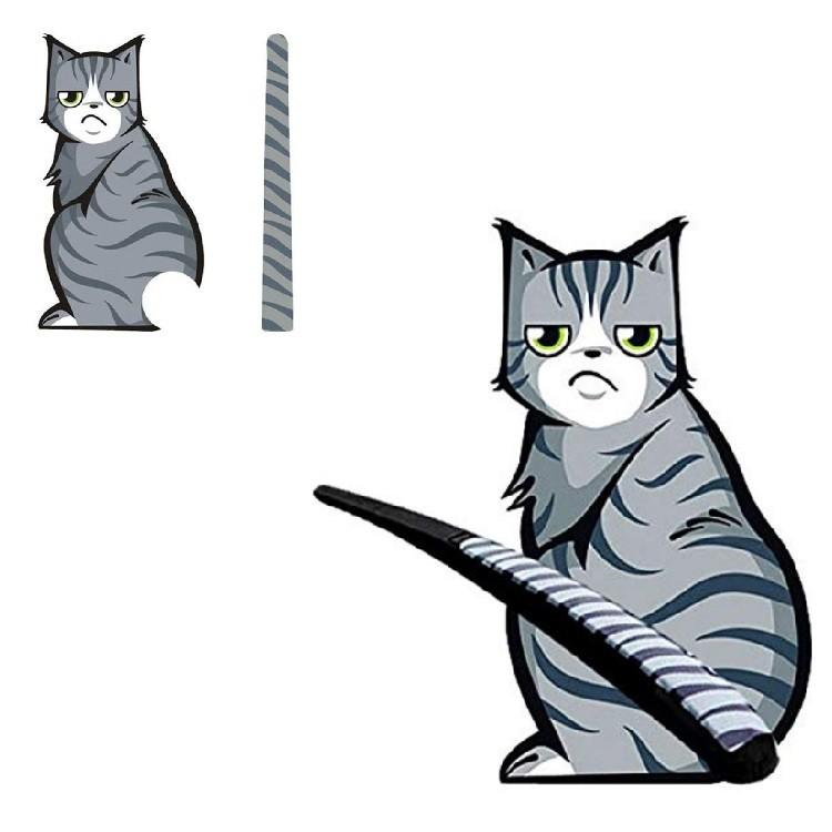 猫型のステッカーです。尻尾を後部ワイパーに付ければ人目を引くことができます。尻尾が左右に動いてかわいいです。貼り付けも剥離シートを剥がして貼るだけでカンタン♪かわいいステッカーでキュートにマイカーをデコレーションしよう！車以外にもインテリア...