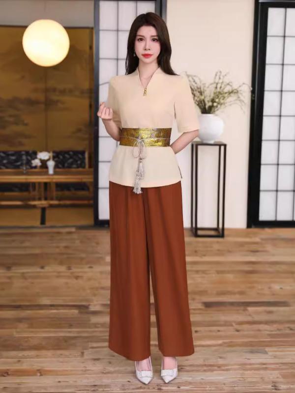女性用 美容師 ユニフォーム タイ式 S M L XL XXL 3XL 4XL