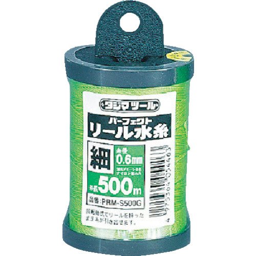 ・蛍光染色ナイロン製水糸 ・ピンと張った状態で水糸が引き出せます。 ・芯の内部は「ダブルリール構造」になっていて、適度な張りを保ちながら芯のみが回転します。 ・たるまず、からまず、バラけず、糸戻しも簡単にできます。 ・カッター内蔵 ・色：蛍...